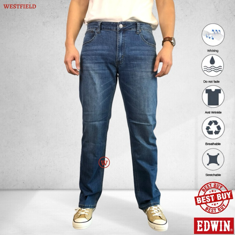EDWIN 505 MEN'S STRETCHABLE STRAIGHT CUT JAPAN BLUE JEANS ( 7705 2782 ) | Shopee Malaysia