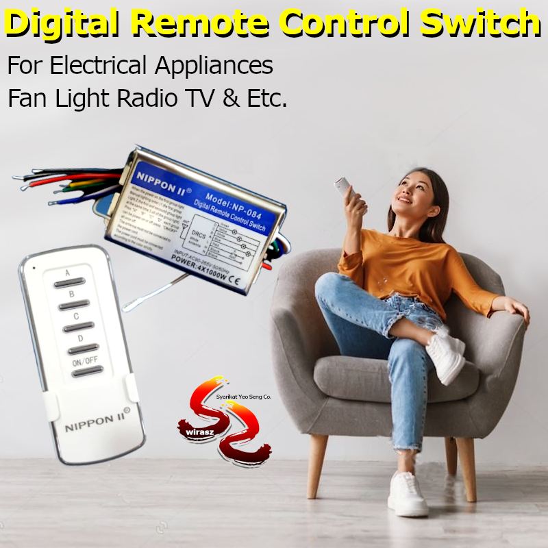 Nippon II Wireless Digital Remote Control Switch RF Receiver Light Fan ...