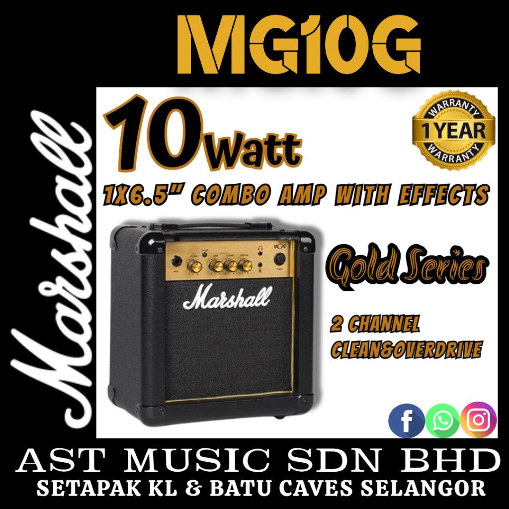 Marshall MG10 10 Watt Guitar Amplifier Combo – Gold ( Mg10g / mg10 ...