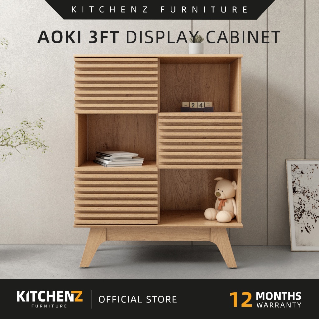 KitchenZ Aoki Series Furniture Display Shoe Sliding Drawer Cabinet Side Table Almari Rak Kasut ...