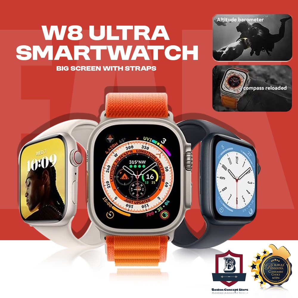 W8 Ultra Series 8 Smartwatch W8 Ultra Big Screen with Straps | Shopee ...