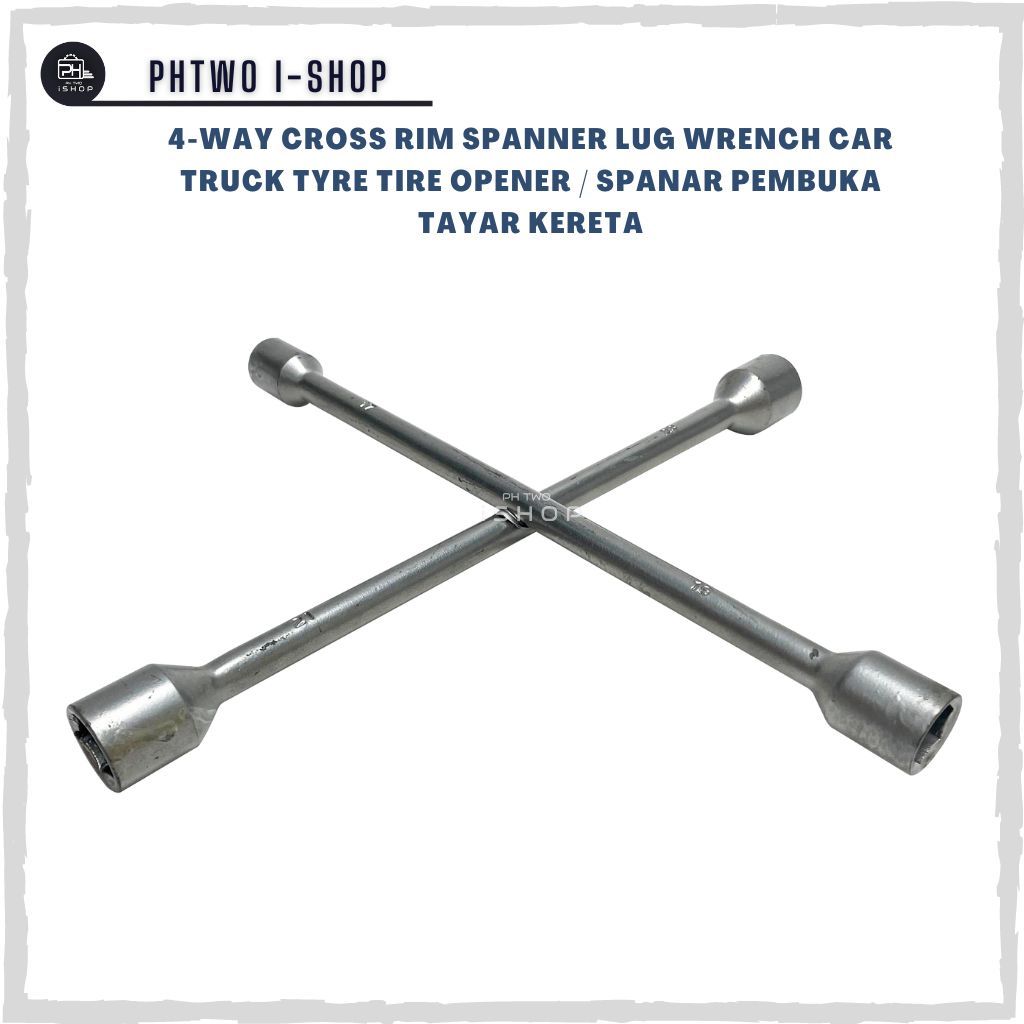 4-WAY CROSS RIM SPANNER LUG WRENCH CAR TRUCK TYRE TIRE OPENER / SPANAR ...