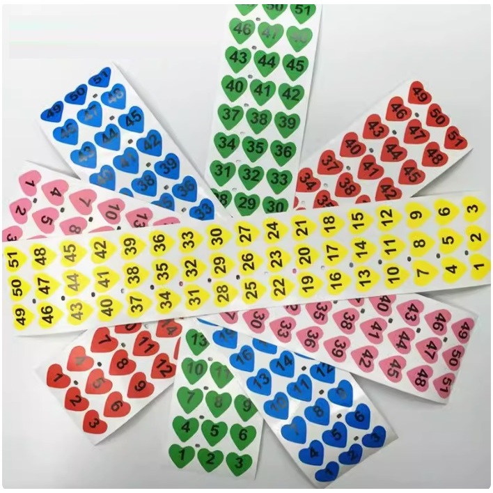 LOVE Heart Shape Number Stickers PVC Waterproof Label No 1 to 99 ...