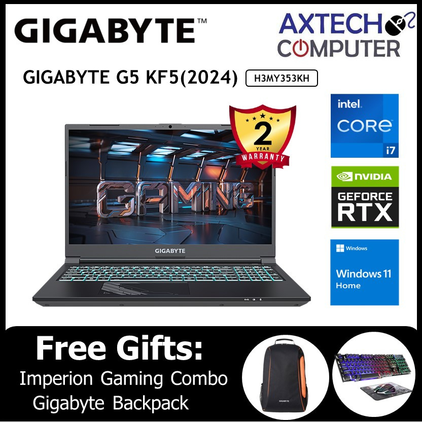 GIGABYTE G5 KF5 H3MY353KH 15.6" FHD 144Hz Gaming Laptop( I7-13620H, 16GB,512GB SSD,RTX4060 6GB ...