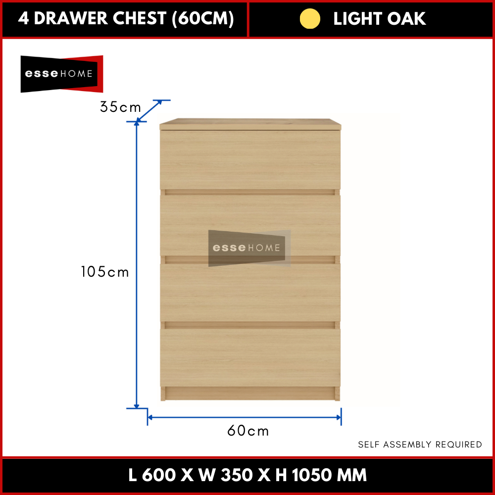 [105CM XL] EsseHome 4 Layer Chest Drawer Papan Tebal Almari Laci Almari ...