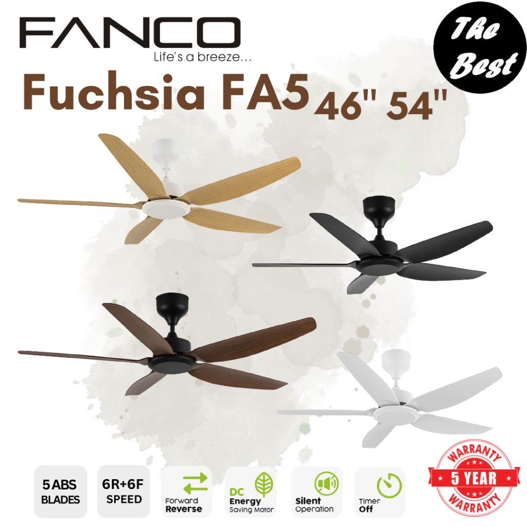 FANCO | FUCHSIA FA5 5 Blade DC Motor 12 Speed R/F Remote Control Twin ...