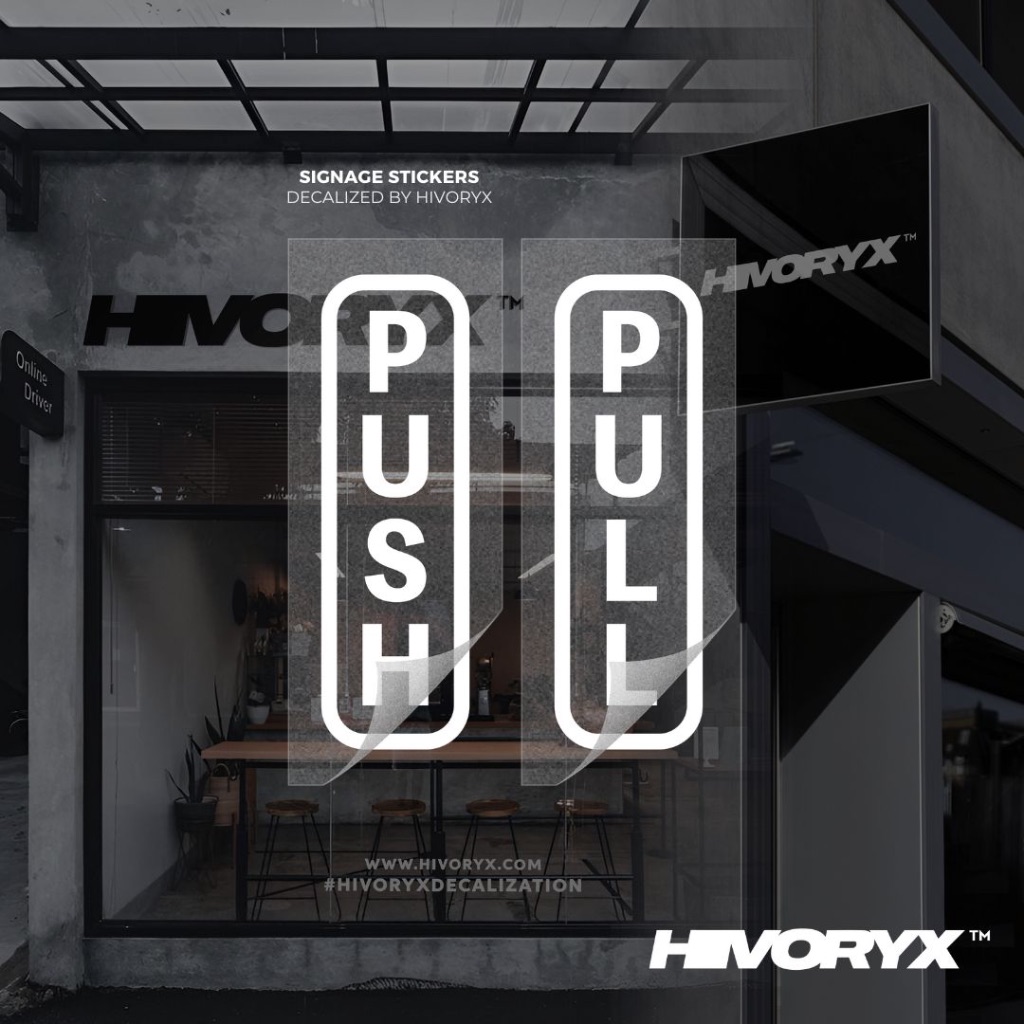 「PUSH & PULL ENTRANCE DOOR STICKER SET DESIGN A」COMMERCIAL SHOP ...
