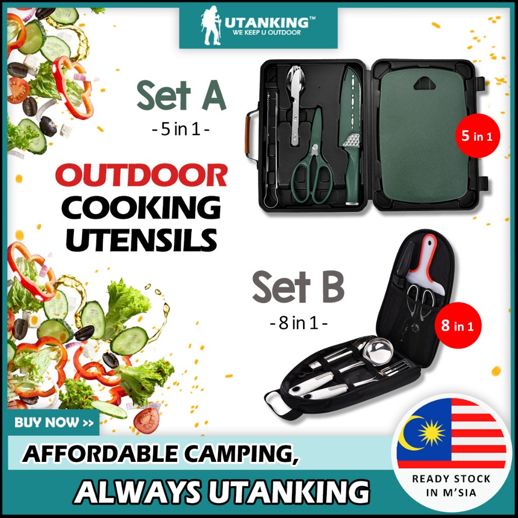 UtanKing™ Cooking Utensils Organizer Set BBQ Camping Cookware Set ...