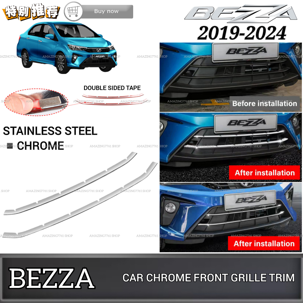 AMAZING PERODUA BEZZA 2019-2024 STAINLESS STEEL CHROME FRONT GRILLE ...
