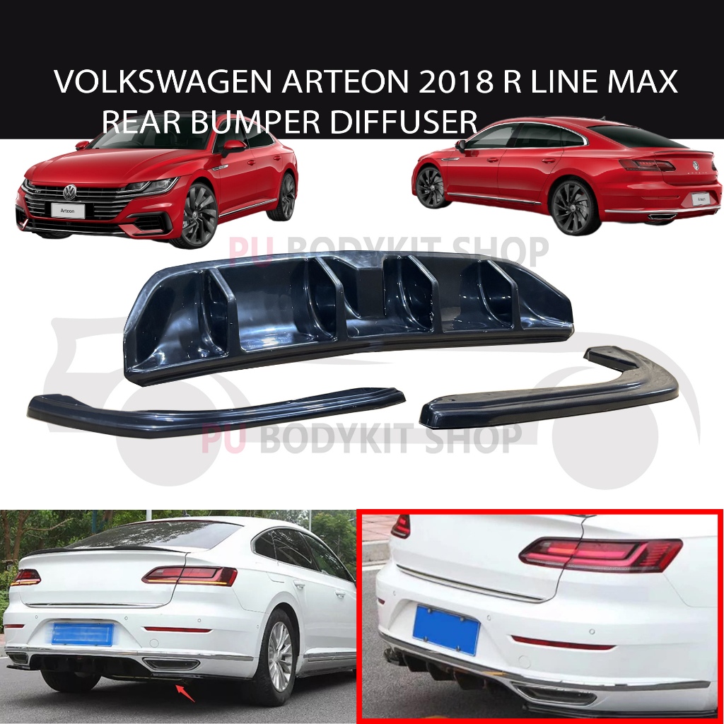 VW VOLKSWAGEN ARTEON R LINE 2019-2021 REAR BUMPER DIFFUSER MATERIAL ABS ...
