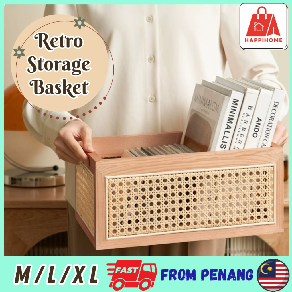 Bamboo Basket Wood Box Storage Drawer with Handle Woven Box Nordic ...
