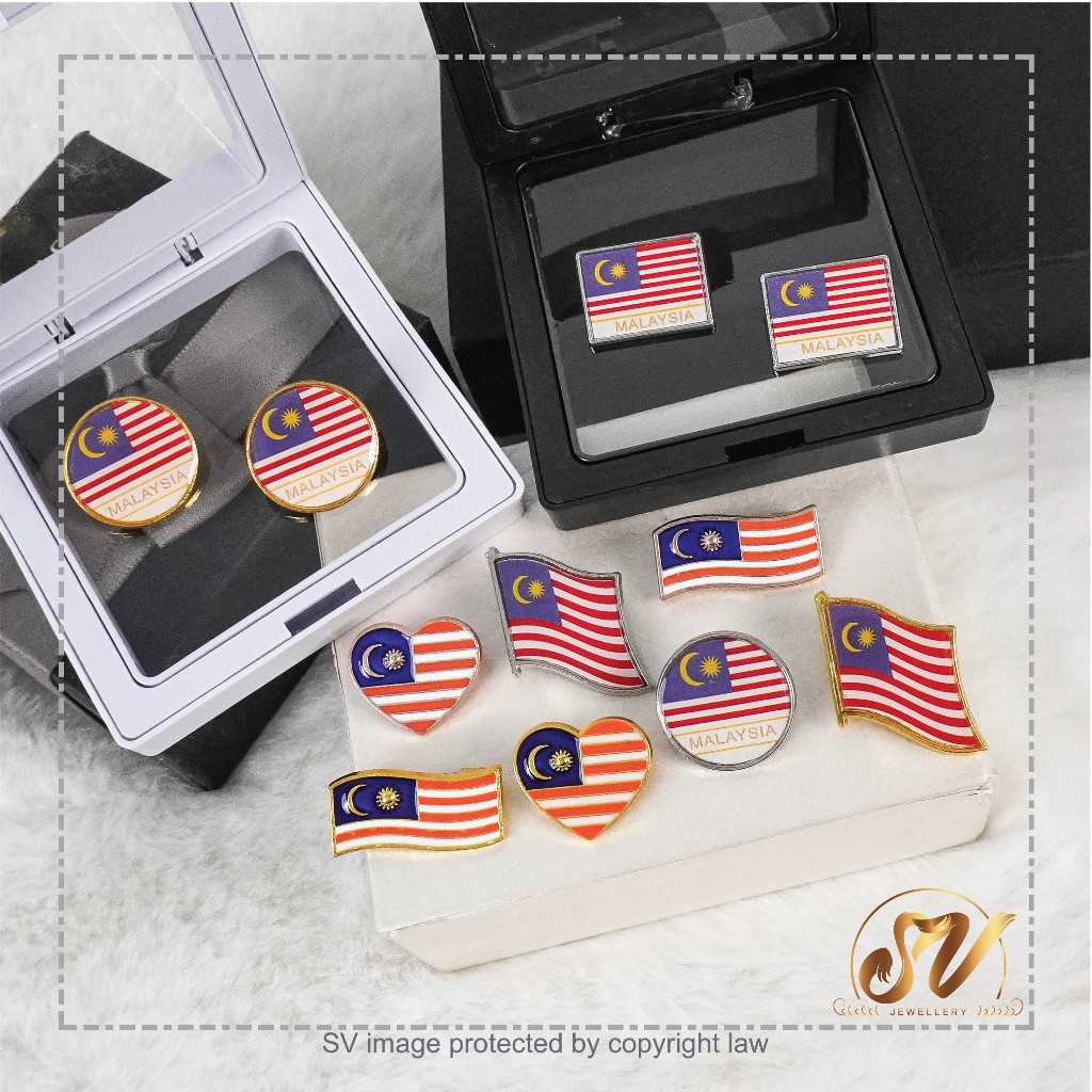 Brooch Pin Tudung Flag Love Round 1Pc/3Pcs Bendera Merdeka Jalur ...