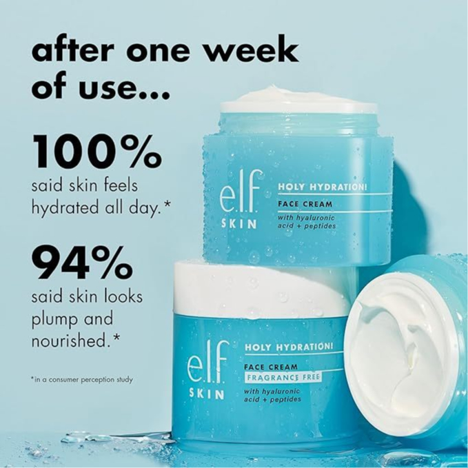 ELF Cosmetics Holy Hydration Face Cream, Happy Hydration, Melting ...