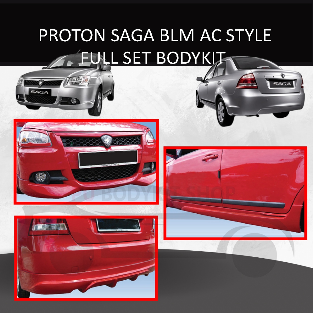 PROTON SAGA BLM AC STYLE FULL SET BODYKIT FRONT SKIRT,SIDE SKIRT,REAR ...