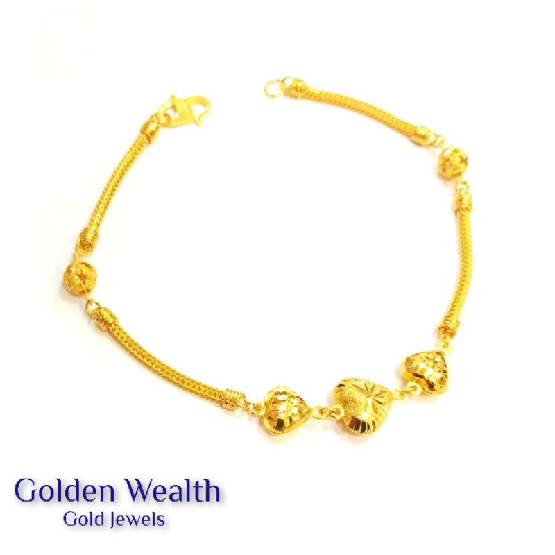 916 Solid Gold Bracelet Gelang Tangan Padu Emas 916 黄金精巧手链🌈 | Shopee ...