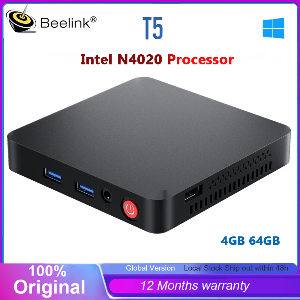 Beelink Fanless T5 Mini PC IPC-G Intel Celeron N4020 DDR4 8GB 64GB SSD Dual 1000 LAN ...