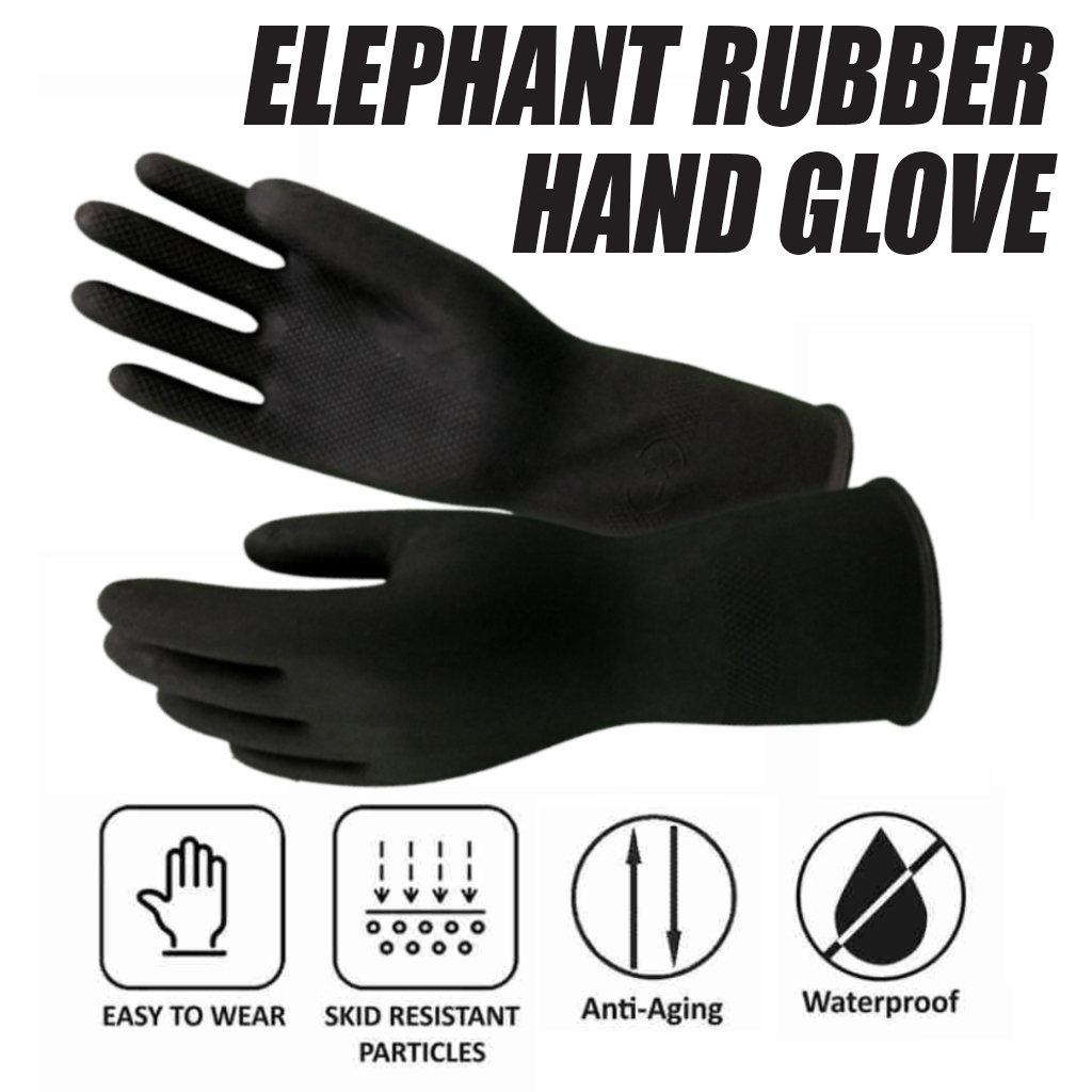 (Made In Malaysia) 13" ELEPHANT BLACK INDUSTRIAL RUBBER HAND GLOVE ...