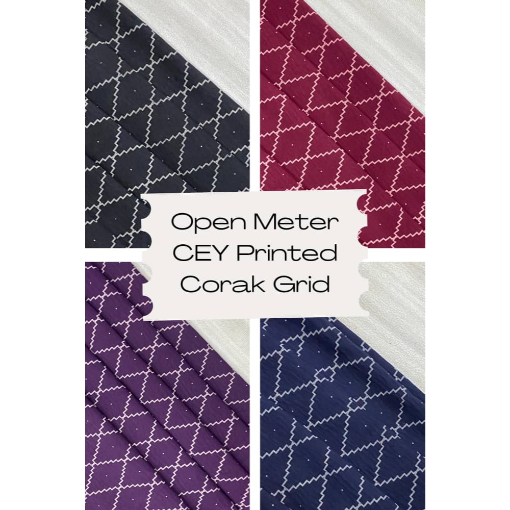 KAIN PASANG CEY PRINTED CEY CREPE EXCLUSIVE CORAK GEOMETRIC OPEN METER ...