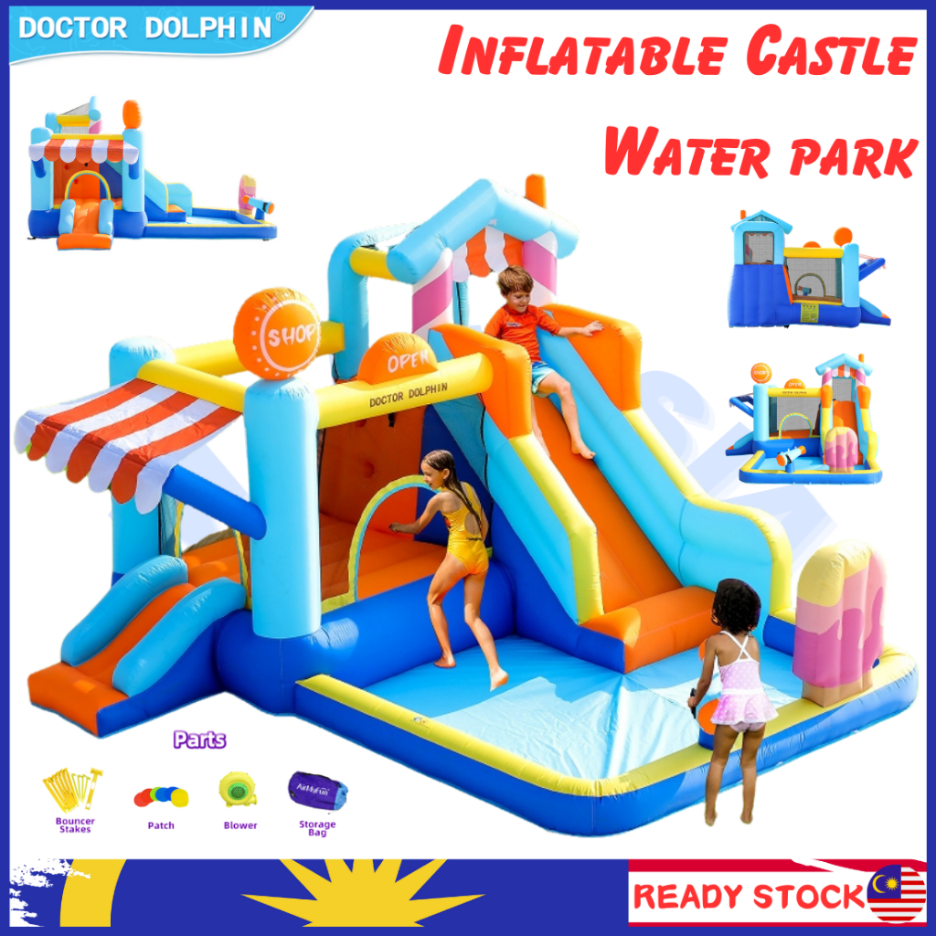 🔥READY STOCK🔥 DOCTOR DOLPHIN Inflatable Castle Water Park Kids Bounce ...