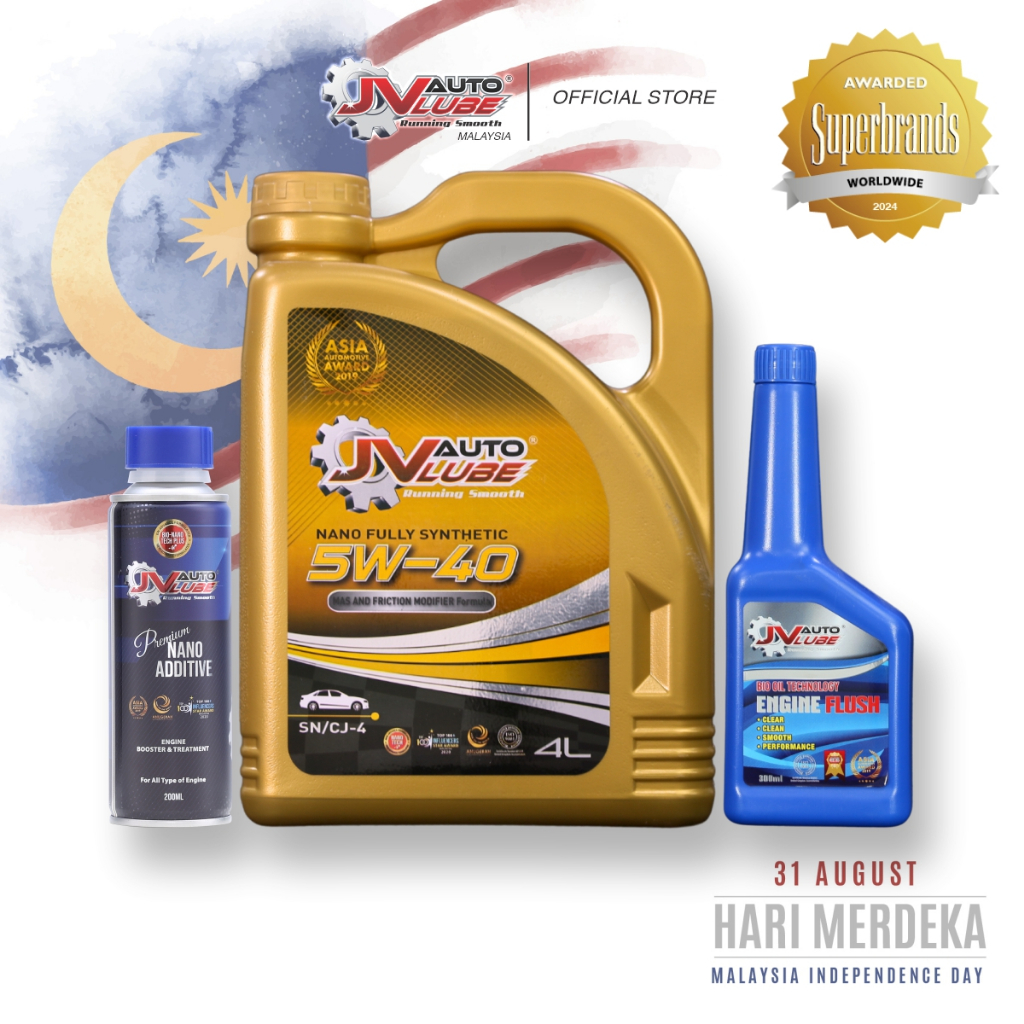 JV Auto Lube Set 5W-40 Fully(1Bottle) + Engine Flush(1Bottle) + Premium ...