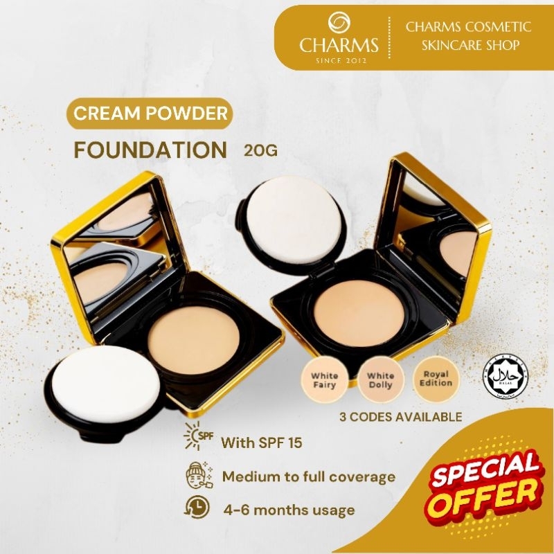 CHARMS SKINCARE CREAM POWDER FOUNDATION (7G & 20G - FREE SPONGE ...