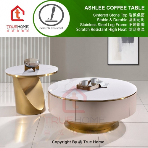ASHLEE 2IN1 Coffee Table/Sintered Stone Top/Stainless Steel Frame ...