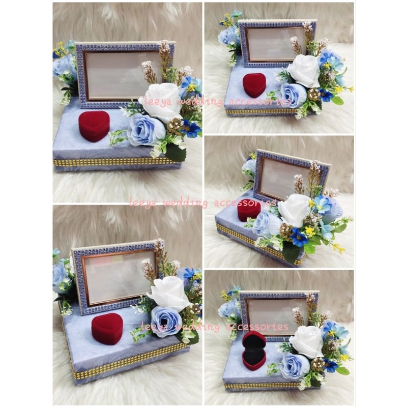 gubahan hantaran frame dan 1pc bekas cincin (blue) | Shopee Malaysia