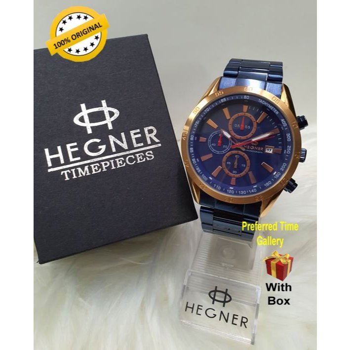 (Men) 100% ORIGINAL HEGNER 8-1660352GPBR Blue/Rose Gold,Chronograph ...