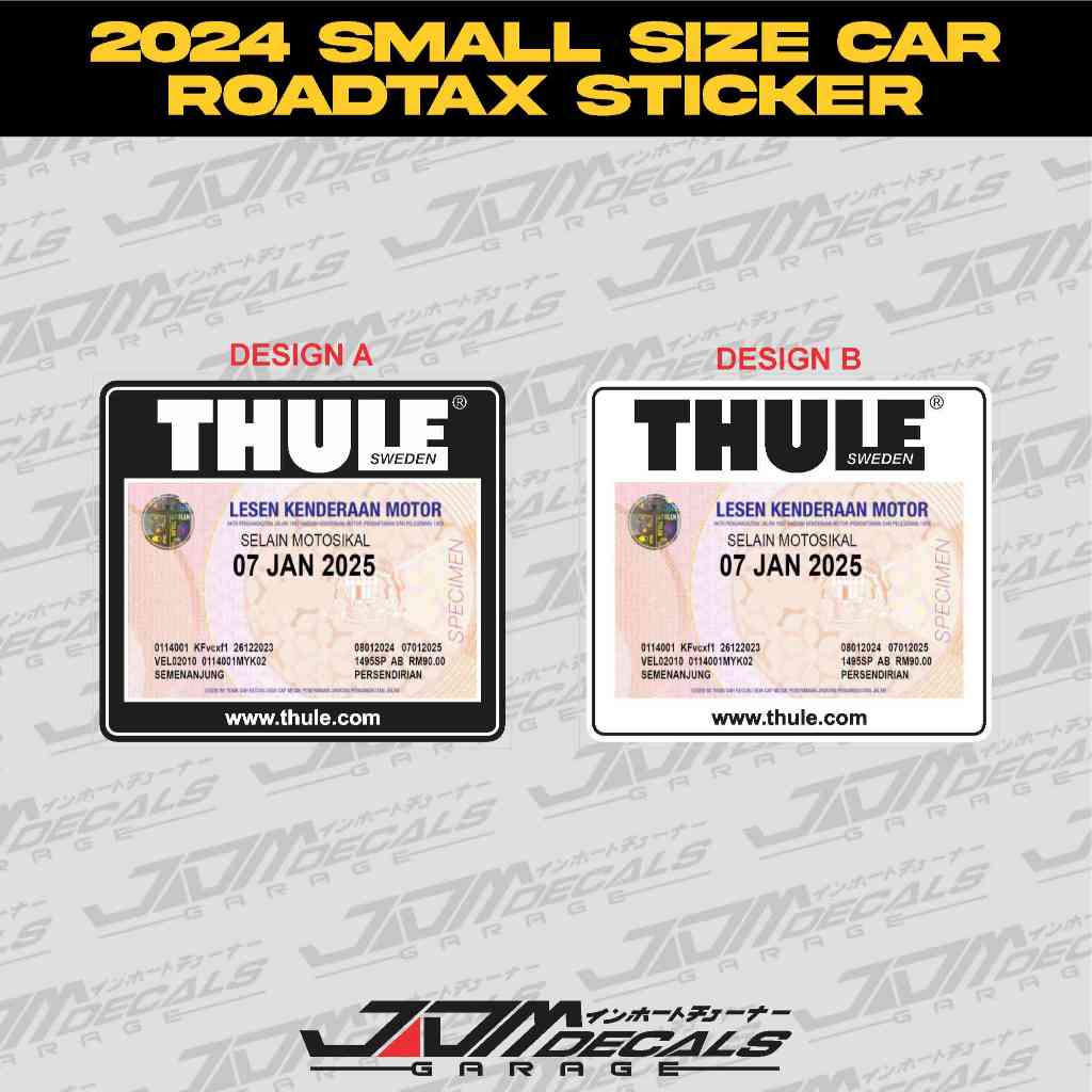 [2024 Small Size Car Roadtax Sticker] Thule Windscreen Roadtax Decal ...