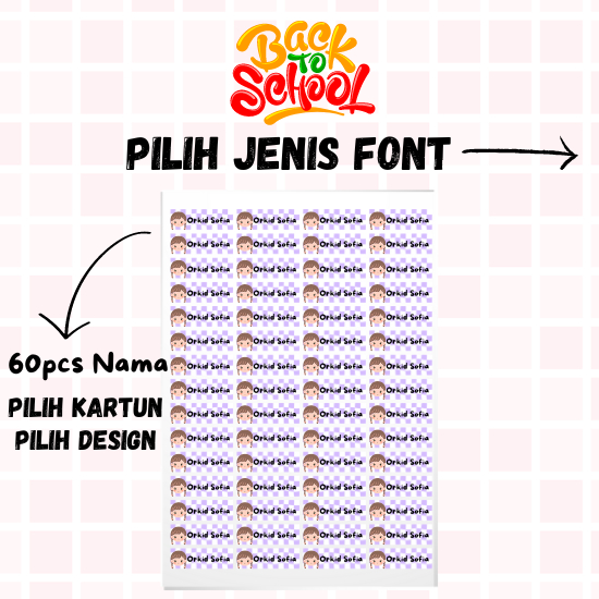 STICKER NAMA DAN IRON ON dan BUKU,STICKER KARTUN NAMA TAMPAL BUKU, BUKU ...