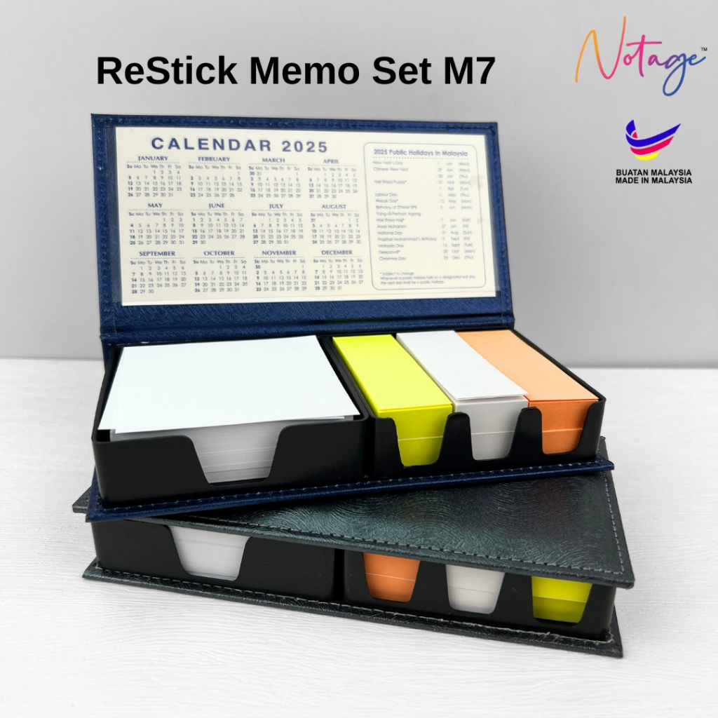 ReStick Memo Box with 200 sheets of Plain Memo Pads and 3 Colour ...