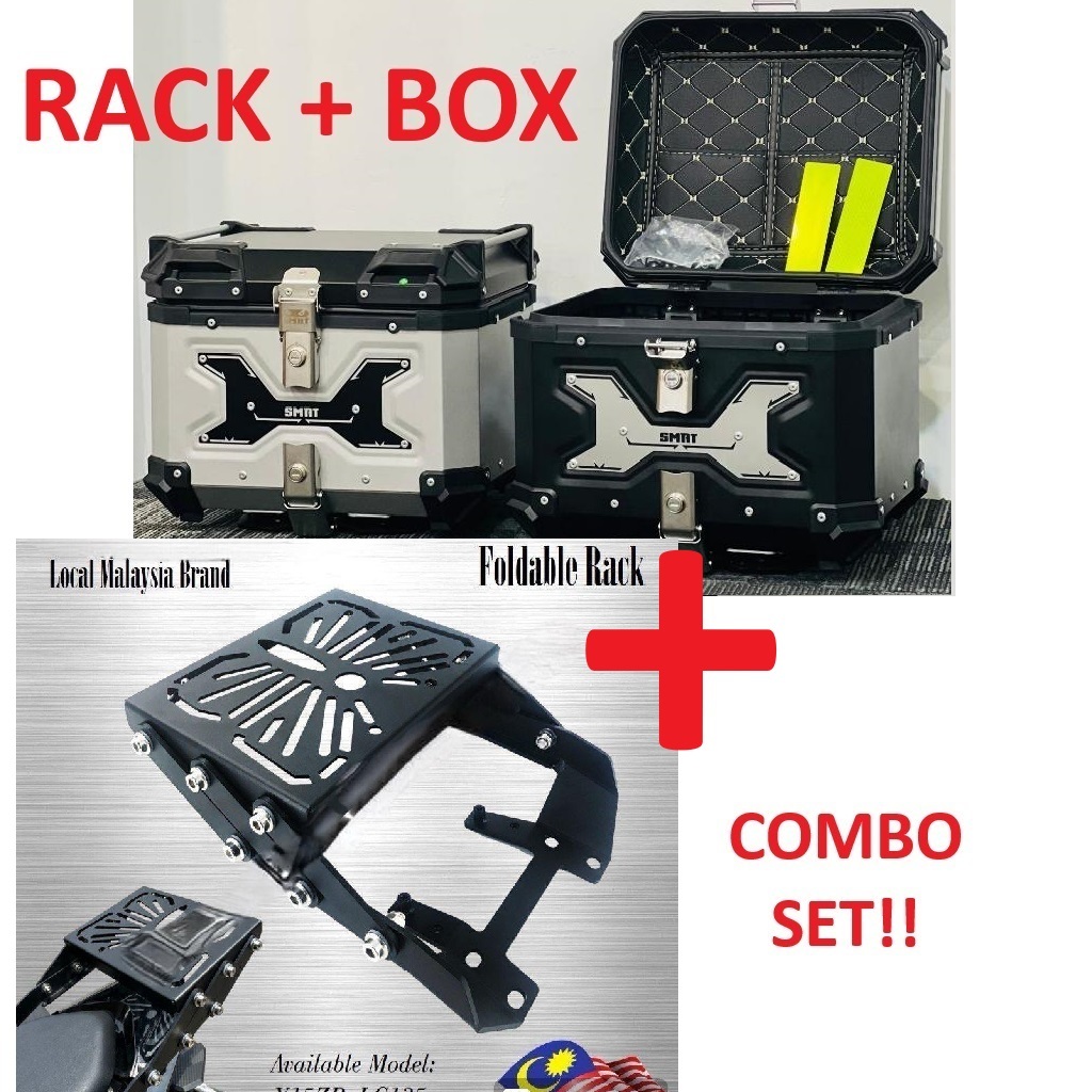 Monorack Lipat + Top Box 45Liter Aluminium SMRT + Y15 V1 V2 Y16 RS150 ...