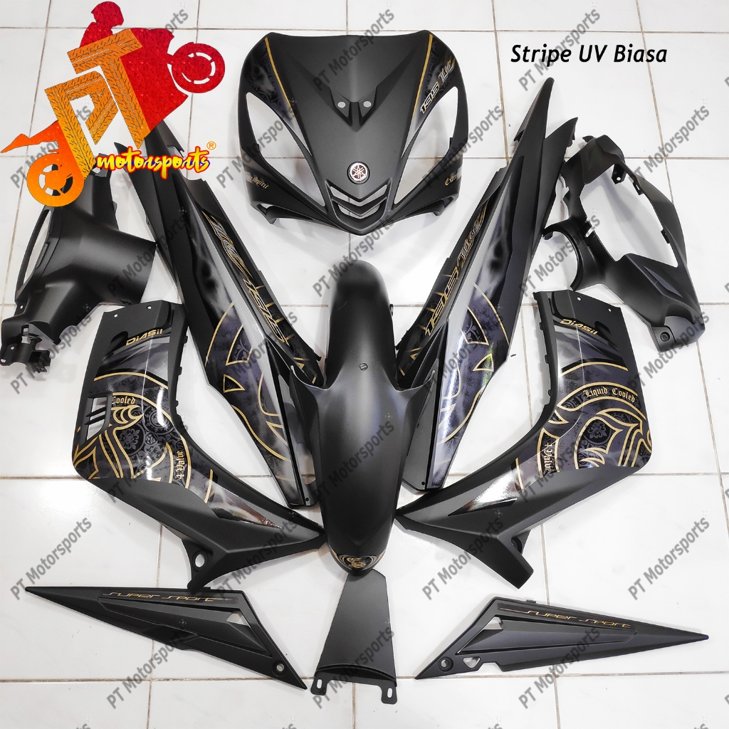 LC 135 V1 V2 V3 V5 V6 V7 Coverset Bodyset Batik Gold Jalur.Hitam Kilat dan Matt Black | Shopee ...