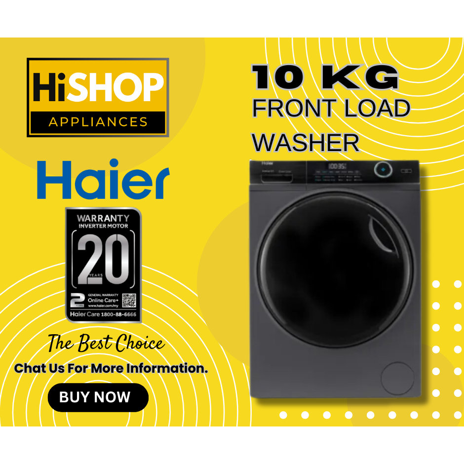 HAIER FRONT LOAD WASHER 10KG BLDC INVERTER STARRY SILVER HW100 ...