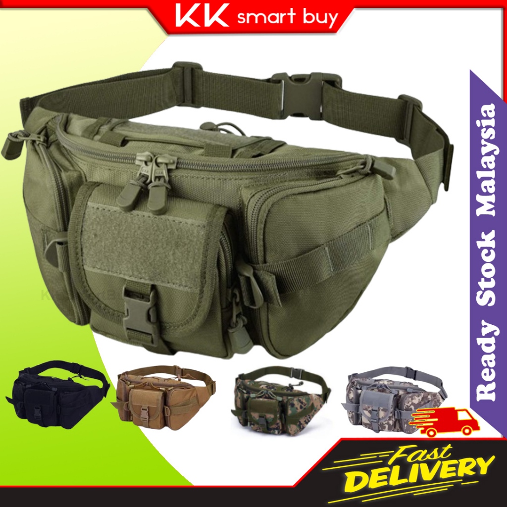Large Tactical Military Army Oxford Thick Waist Bag Multi Pockets ...