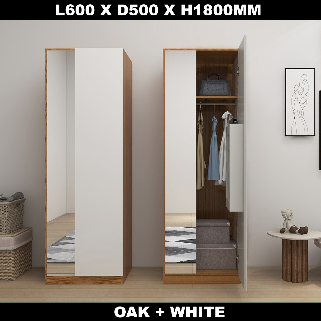 Rasaku L Size 1 Door Mirrored Wardrobe with Dressing Stand / PAX ...
