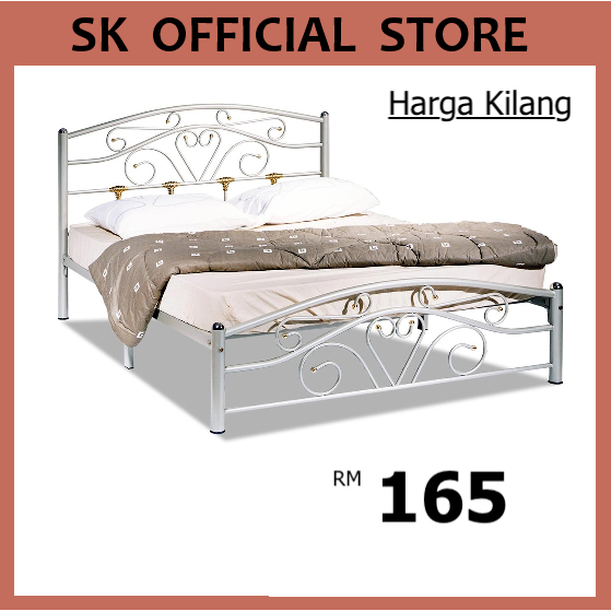 READY STOCK Queen Metal Bed Frame Katil Queen Katil Besi Metal Katil ...