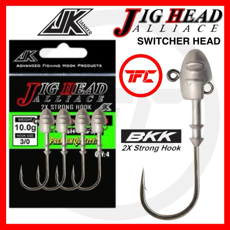 JK Janker Switcher Head Jig Head Hook SH Series Fishing JigHead 2x Strong BKK Soft Rubber ...