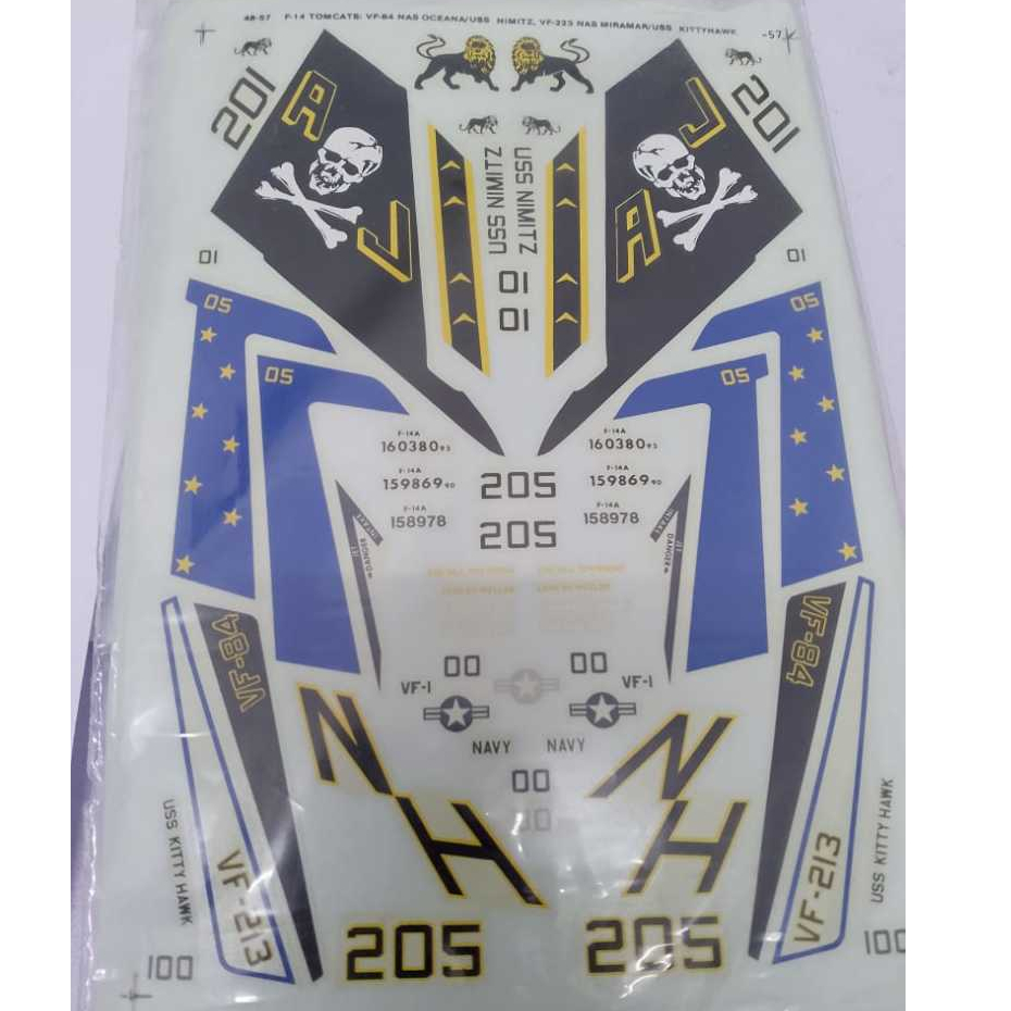 Super scale International decal 1/48 F-14A Tomcats VF-84,VF-213 & VF-1 ...