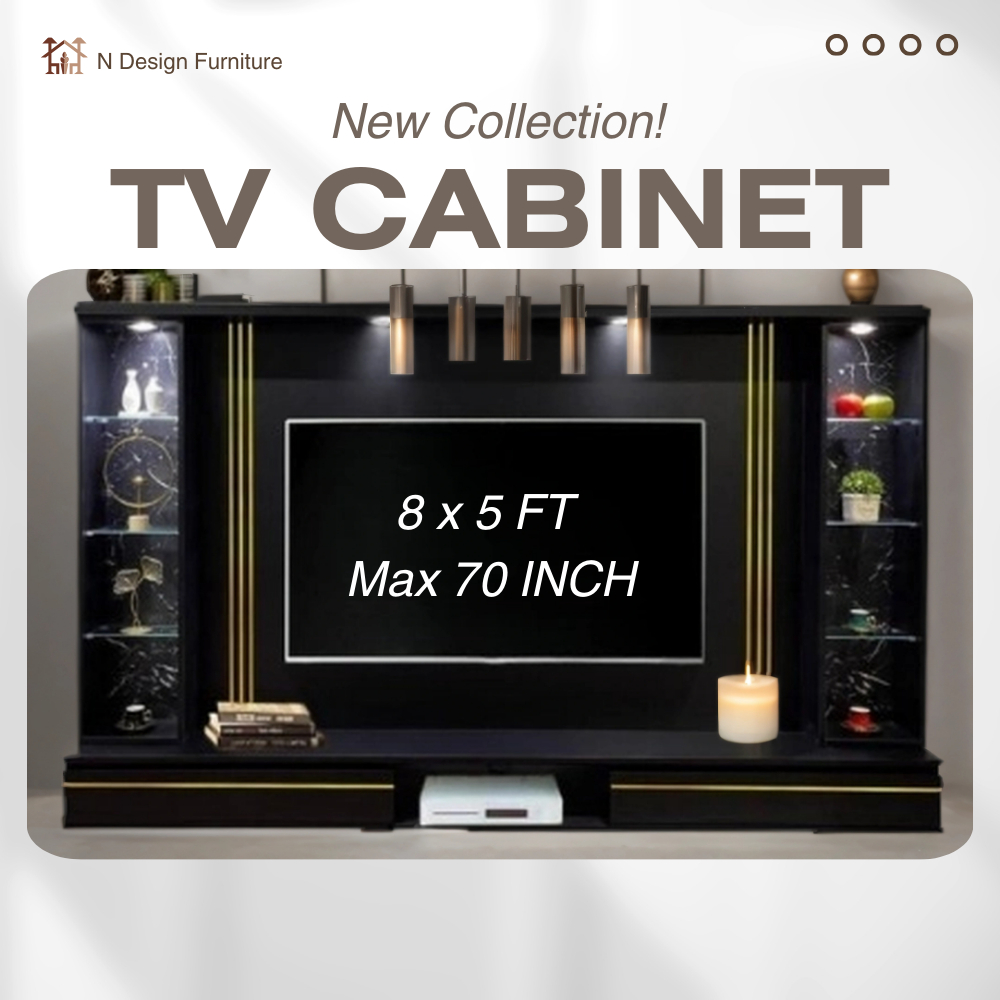 [N Design] 8X5ft Modern TV Cabinet /Wall Mounted Tv Cabinet / Hall ...