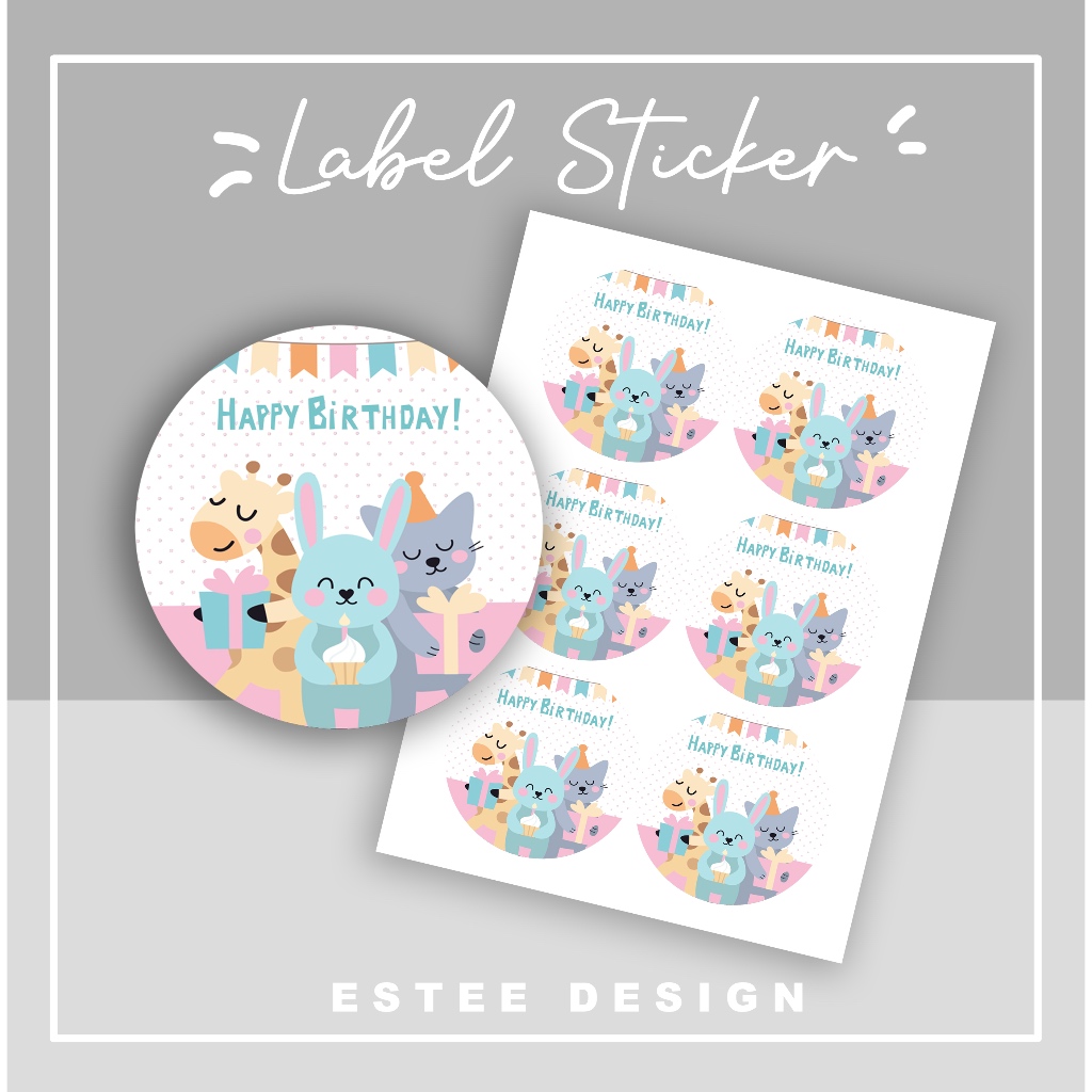 Happy birthday sticker purchase sticker labels Doorgift Gift packaging ...