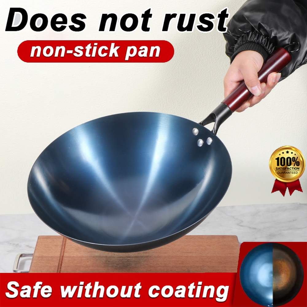 High Quality Iron Wok Traditional kuali non stick wok Pre-Seasoned Wok ...