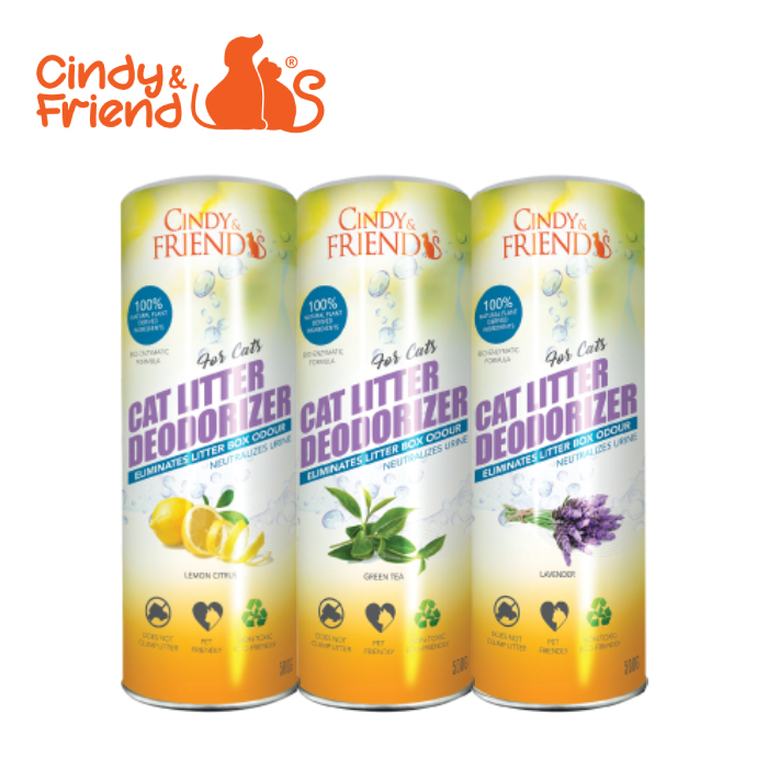 CINDY & FRIENDS Cat Litter Deodorizer Powder - Lemon/Lavender/Green Tea ...