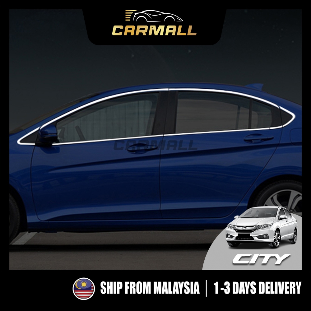 Honda City GM6 T9A 6th Window Chrome Lining + Door Pillar Trim For City (2014-2019) CarMall Car ...