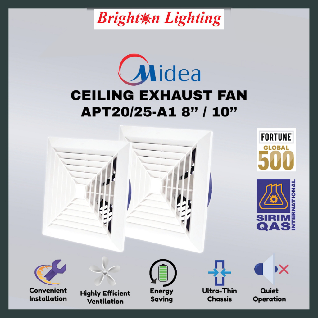 MIDEA Ceiling Exhaust Fan APT20/25-A1 8 /10" (1 Year Warranty) | Shopee ...