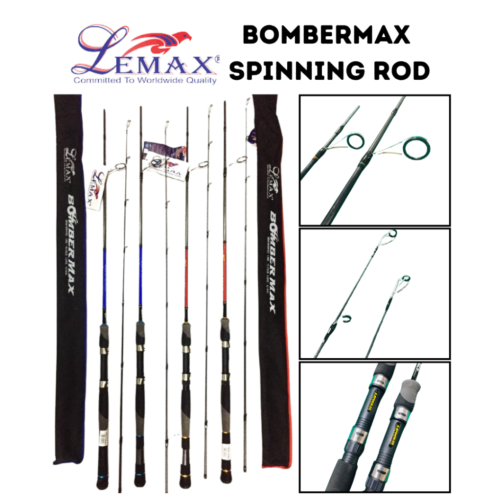 Lemax Bombermax Spinning Fishing Rod Incl Hard Paper Tube Joran Pancing ...