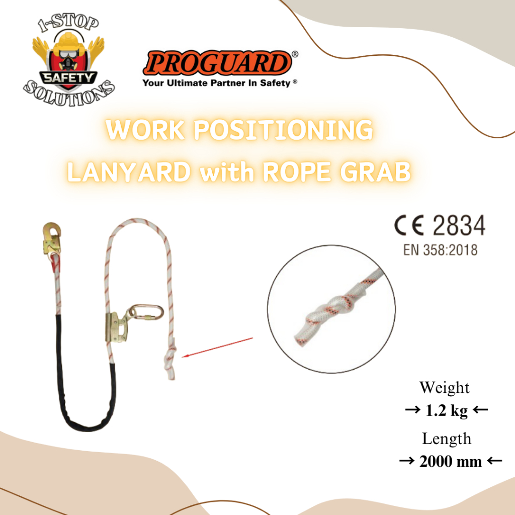 Proguard Work Positioning Lanyard with Rop Grab and Carabiner Full Body ...