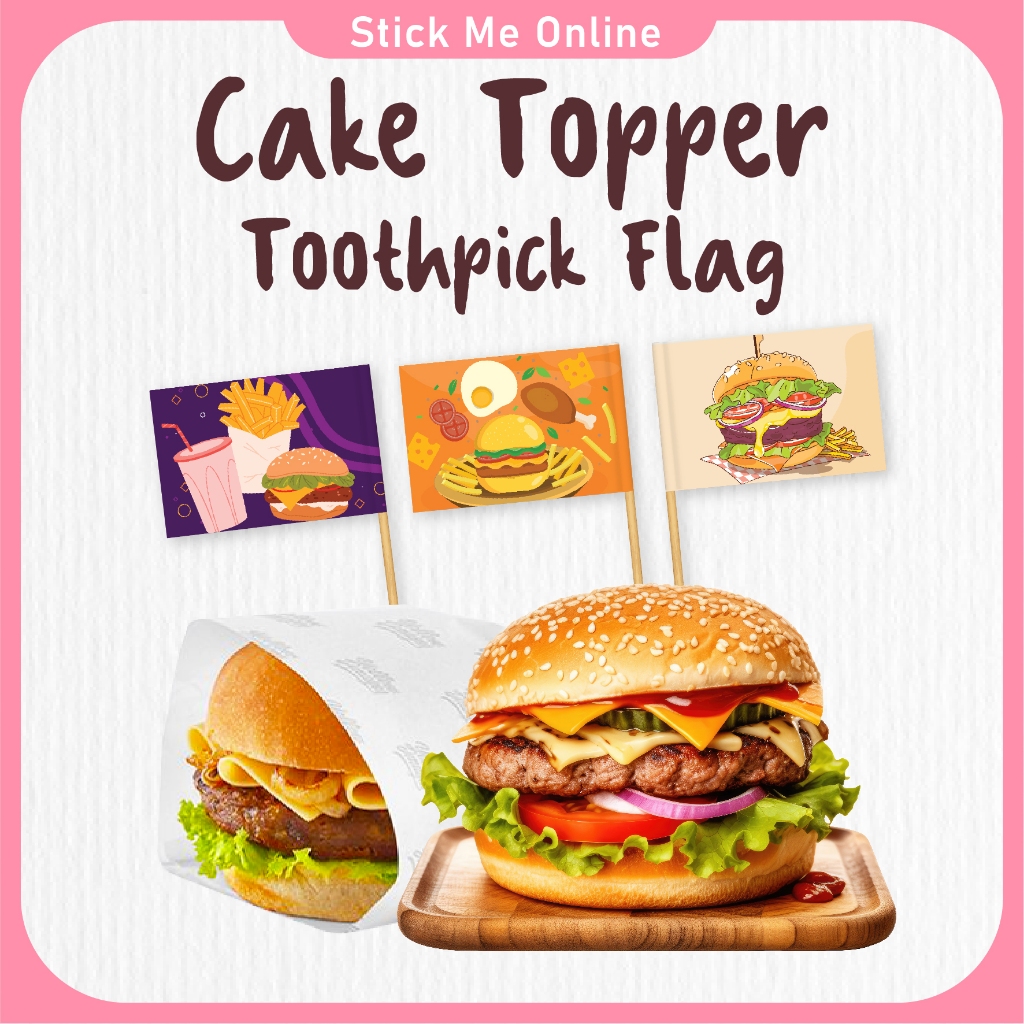 Toothpick Flag Custom Print Cake Topper Flag 50pcs Sticker Burger ...