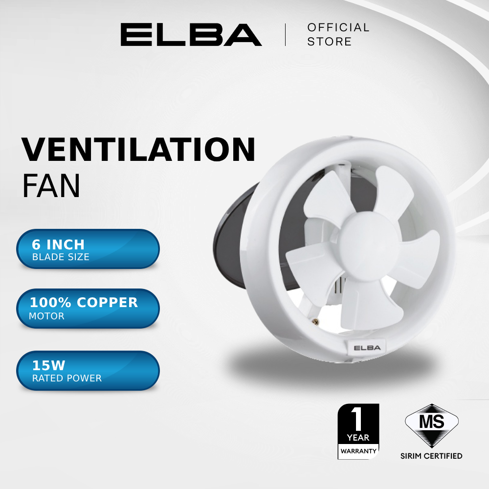 ELBA 6" / 8" Glass Mounted Ventilation Fan EGVF-E0615(WH) / EGVF-E0815 ...
