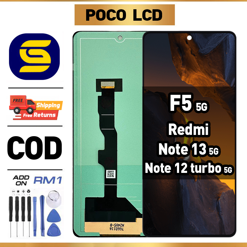 LCD POCO F5 5G/ Redmi Note 13 5G/ Note 12 Turbo 5G Compatible For Glass Original Touch Screen ...